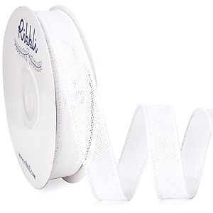 Ribbli White Burlap Wired Ribbon, 1” Inch x Continuous 20 Yard, White Wired Ribbon for Wreaths,Big Bows,Tree Decoration,Outdoor Decoration