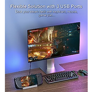 Docking Station for Steam Deck/ROG Ally, 5-in-1 Steam Deck Dock Stand with HDMI 2.0 4K@60Hz, 3 USB-A and 100W Full Speed Charging USB-C PD Port Compatible with Valve Stream Deck/ROG Alloy Accessories