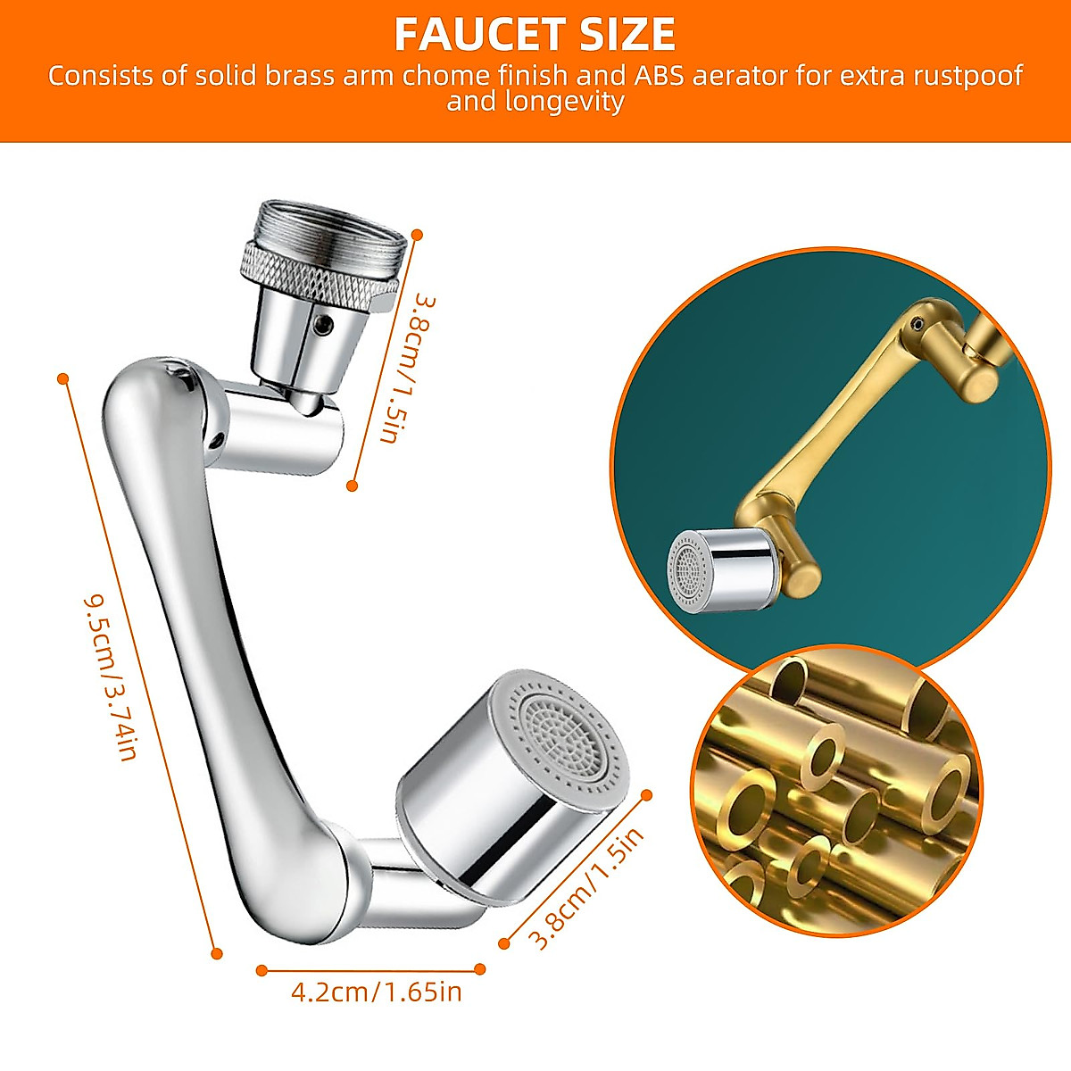 CLINFASTER 1080° Swivel Faucet Extender, 360° Swivel Robotic Arm Faucet Aerator, 2 Mode Splash Water Filter Extension, Multifunctional Universal Model Sink Faucet Adapter for Kitchen/Bathroom Sink