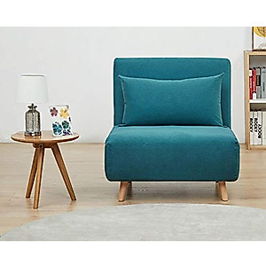 GIA Tri-Fold Convertible Polyester Sofa Bed Chair with Removable Pillow and Legs, Peacock Blue 1 pack