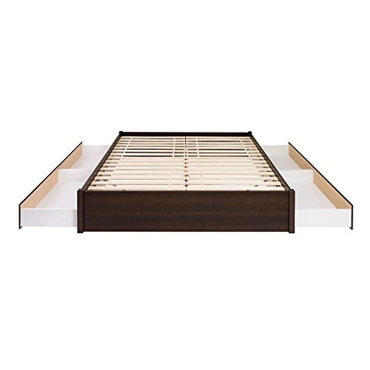 Prepac Select King 4 Post Platform Bed with 4 Drawers, 83" L x 79" W x 16" H, Espresso & King Flat Panel Headboard, Espresso