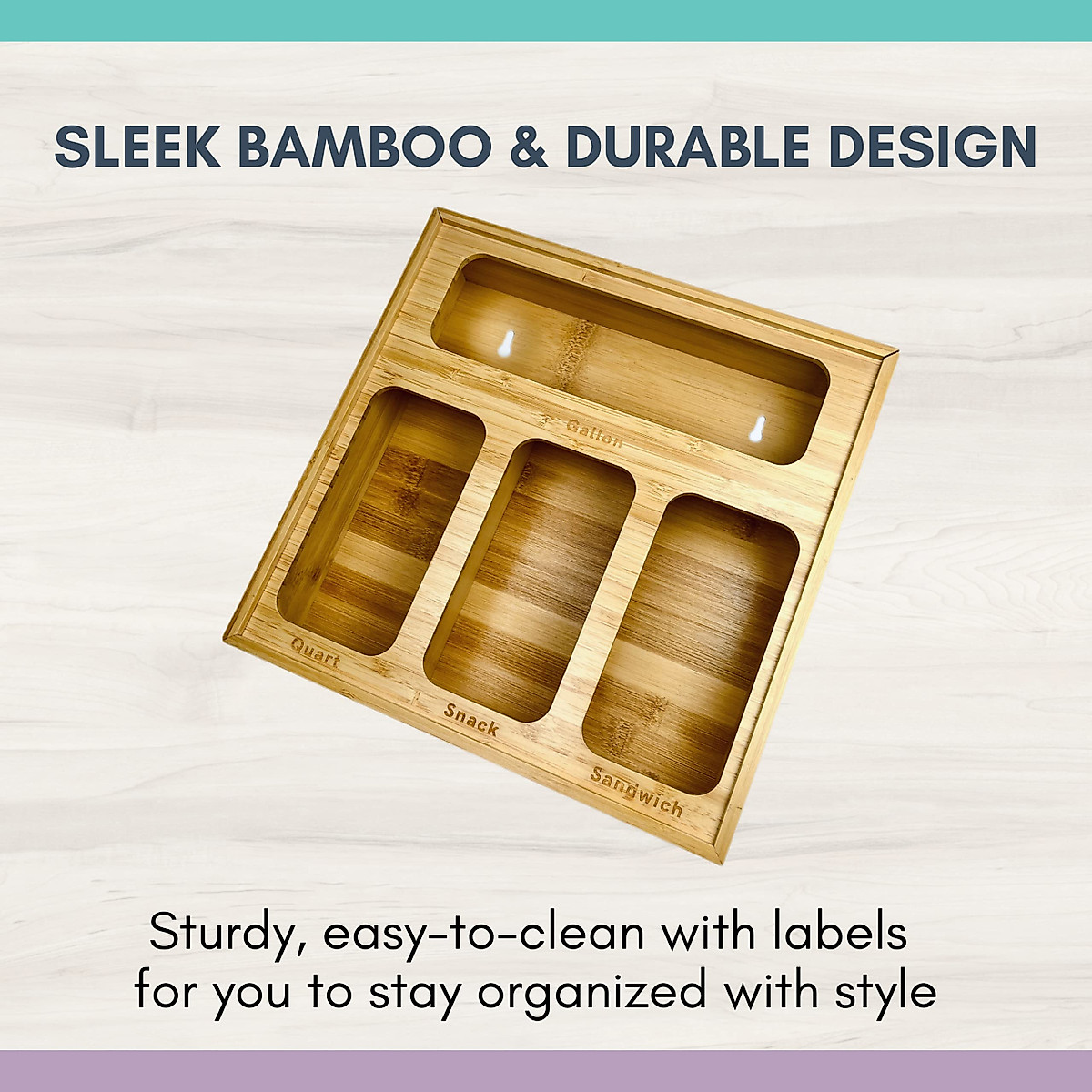 H&H Commerce LLC - Plastic Bag Organizer , Bamboo Sandwich Bag Organizer for Kitchen , Fits Major Brands - Trade Cardboard Boxes for a Neat Kitchen