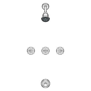 Pfister LG01-8CPC 3 Tub & Shower Faucet with Metal Cross Handles, Combo-Chrome/White Porcelain