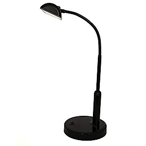 LIGHTACCENTS Battery Operated Lamp LED Desk Lamp - Cordless Lamp - Portable Office Desk Lamp Table Lamp Super Bright LED's with Adjustable Metal Neck, Use with Batteries or Included AC Adaptor(Black)