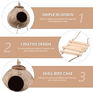 Ipetboom 1 Set Bird Nest Parrot Nest Parrot Bird House Parrot Birdcage Sleeping Bird Bed Decorative Bird House Coconuts Shell Birdcage Decorative Birdcage Resting Bird House Resting Nest