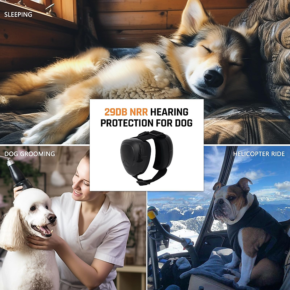 Miyamicro Dog Ear Muffs Noise Protection - Noise Canceling Ear Muffs for Dog,29dB NRR Dog Earmuffs,Ear Plugs for Dogs from Fireworks,Vacuums,Thunderstorms (White, L)