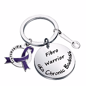 Fibromyalgia Awareness Gift Fibromyalgia Jewelry Fibro Warrior aka Chronic Badass Keychain (Fibro Warrior K)