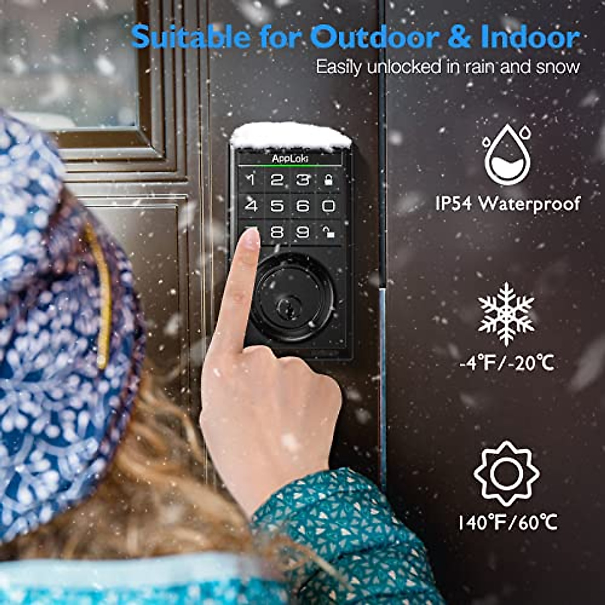 AppLoki Smart Lock, Electronic Keypad Deadbolt Lock, Keyless Entry Door Lock with Auto-Lock, 100 User Codes, Anti-Peeping Password, Easy to Install and Program, Keypad Door Lock for Home Bedroom