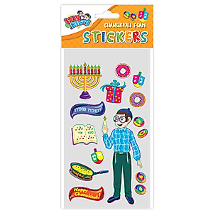 Chanukah Foam Stickers - 4 Pack - Dreidels, Menorahs and More - Hanukah Stationary, Arts and Crafts - Gifts and Games - Izzy 'n' Dizzy
