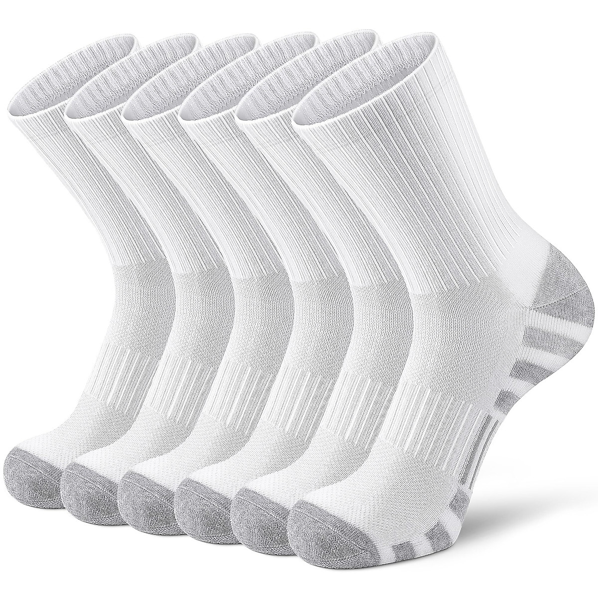 Airacker Athletic Socks Sport Running Calf Socks Performance Cushioned Breathable Crew Socks for Men Women(6 Pairs)
