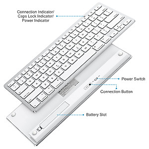 OMOTON Compact Wireless Bluetooth Keyboard for MacBook, iMac, Mac Mini - Compatible with Apple Laptops and Desktops