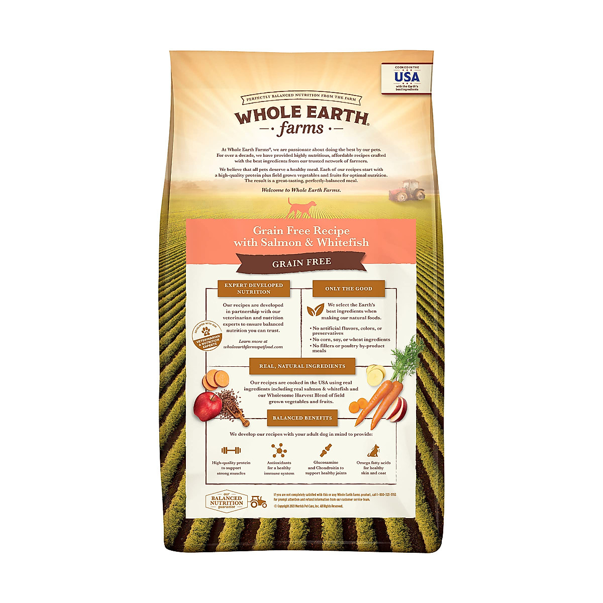 Whole Earth Farms Natural Grain Free Dry Kibble, Wholesome And Healthy Dog Food, Salmon And Whitefish Recipe - 4 LB Bag