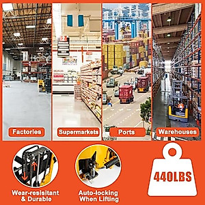 VisHomeYard Pallet Truck Trolley, Lift Table, 440 lbs 35.4“ Max Lift with 8” Wheels, Swivel Casters, Hand Forklift