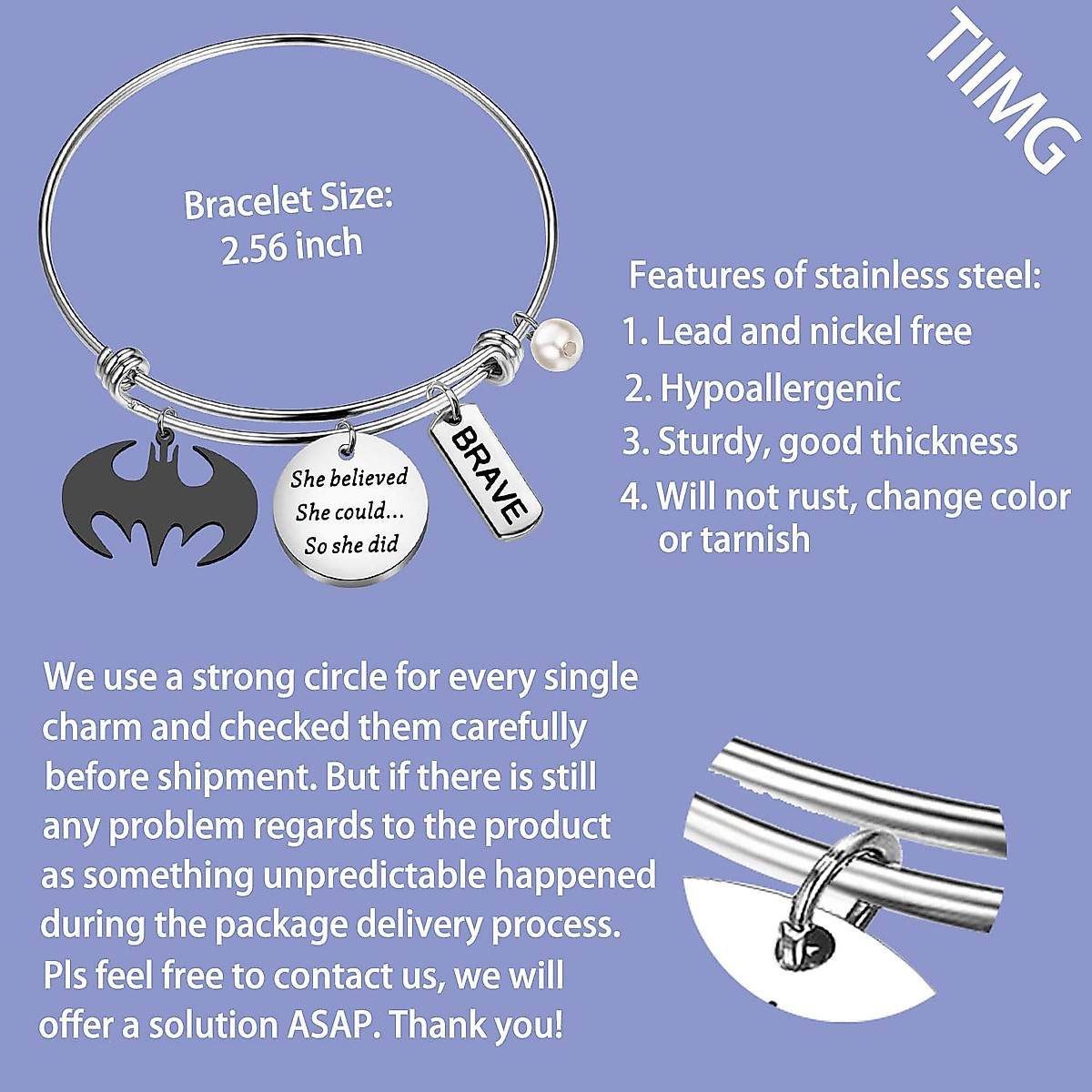 TIIMG Bracelet Jewelry For Woman Girlfriend(she believe batman)