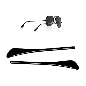 Replacement Temple Tips for Ray-Ban Aviator RB3025 3026 Sunglasses Repair Kits,Bonus Sunglasses Cloth (Black)