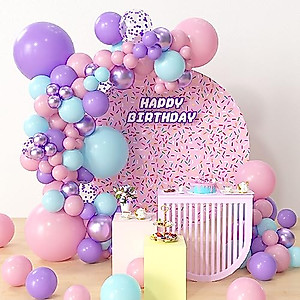 HYOWCH Dollhouse Doll Party Supplies - 114 Pcs Gabbys Theme Balloon Garland Arch Supplies, Pink Purple Teal Balloon Arch For Girls Cat Baby Unicorn Theme Birthday Baby Shower Supplies