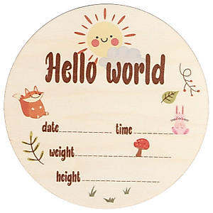 1PCS Wooden Birth Announcement Sign Newborn Announcement Sign for Hospital in Baby Name Signs for Nursery Hello World Newborn Newborn Sign for Photo Prop Nursery Wall Decor