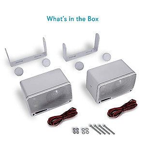 3-Way Weatherproof Outdoor Speaker Set - 3.5 Inch 200W Pair of Marine Grade Mount Speakers - in a Heavy Duty ABS Enclosure Grill - Home, Boat, Poolside, Patio, Indoor Outdoor Use - Pyle PLMR24 (White)