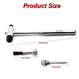 MEDSPO Professional Medical Reflex Hammer | Neurological Diagnostic | Surgical Taylor Percussion | Rubber Head | Neurological Neuro Instruments Tools (Reflex Hammer with Pin Brush)