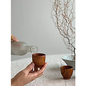 cozymomdeco Asian Traditional Handmade OTTCHIL Wood Sake Soju Cup Gift Box Set Natural Solid Wooden Shot Glass-ware Small Wooden Mug 4Pcs (Paper Box)