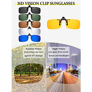 Frienda 6 Pieces Clip-on Plastic Sunglasses Lenses Flip Up Rectangle Sunglasses Glasses Lens with 6 Pieces Transparent Box