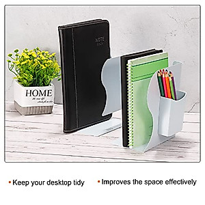 PATIKIL Adjustable Bookend with Pen Holder, Extends up to 19 Inch, Expandable Desk Magazine File Organizer Holder for Office Book Storage,Green