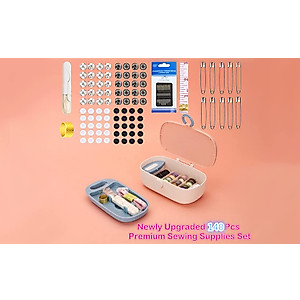 WANSHUNLMI Red Sewing Kit, 140Pcs Family Travel Sewing Project Kit Portable Small Traveler Sewing Supplies Repair Kit Thread Accessories DIY Sewing Supplies Organizer Box (Dark Red)