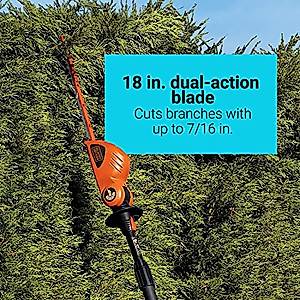 BLACK+DECKER 20V MAX* POWERCONNECT 18 in. Cordless Pole Hedge Trimmer, Tool Only (LPHT120B)