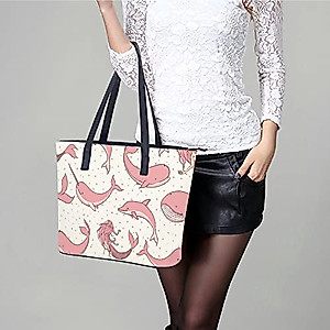 Womens Handbag Narwhals Pattern Leather Tote Bag Top Handle Satchel Bags For Lady