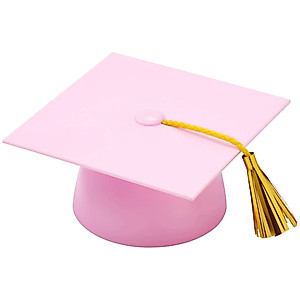 Pink Graduation Mortarboard Square Cap Hat Cake Topper Layon, size 4 inch