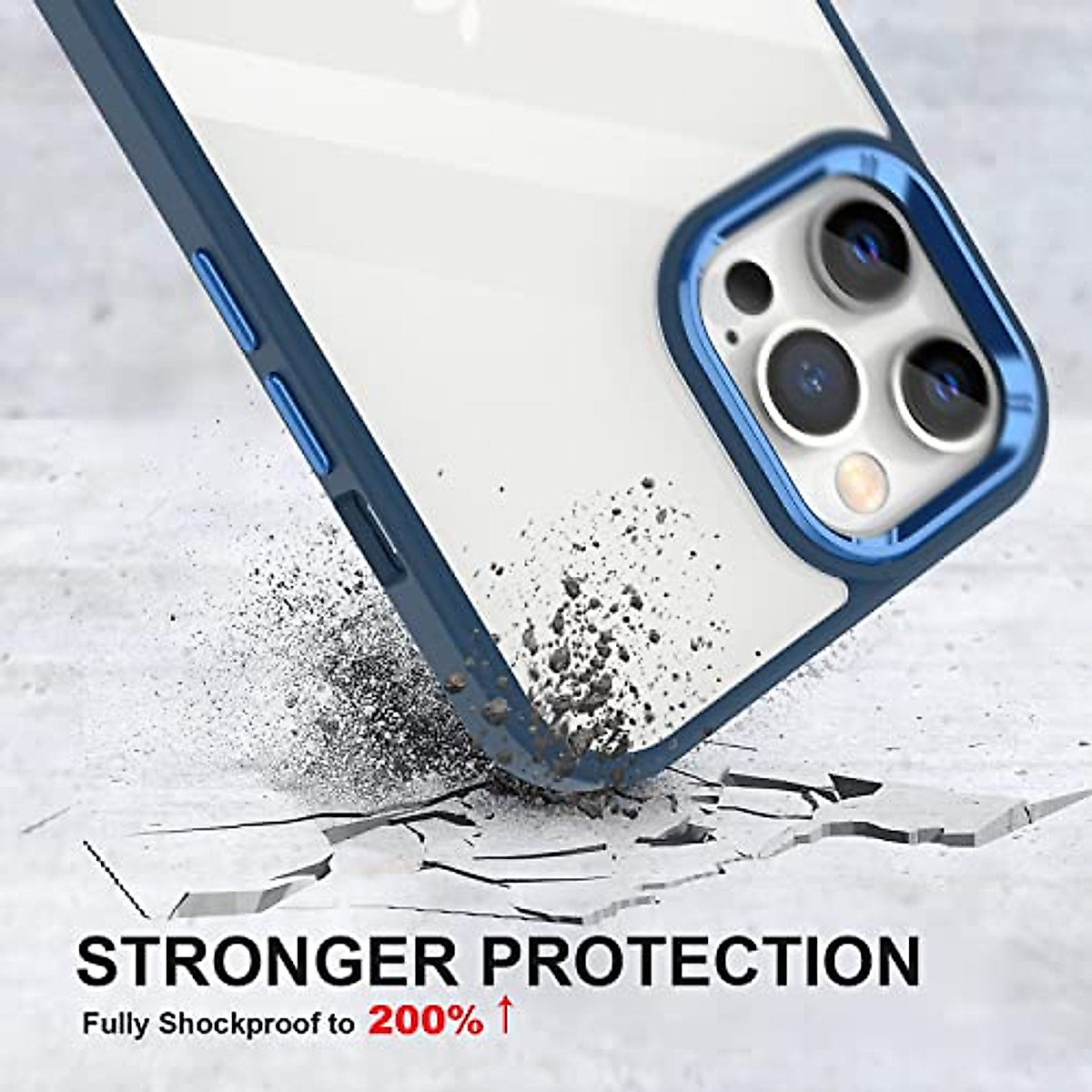 DOB SECHS for iPhone 12 Case with Strap, Crossbody Phone Case for iPhone 12 Pro, Clear Hard Acrylic PC Cover Slim Case Neck Lanyard Phone Case for Women, Adjustable Detachable Strap, Blue