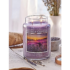 Village Candle Lavender Large Glass Apothecary Jar Scented Candle, 21.25 oz, Purple, 21 Ounce