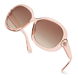 SOJOS Vintage Polarized Sunglasses Womens Trendy Oversize Big Frame Sun Glasses UV Protection SJ2209 Transparent Pink Frame Gradient Pink Lens