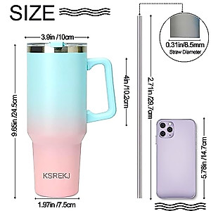 40 oz Tumbler With Handle and Straw, Stainless Steel Insulated cup, Travel Mug for Hot and Cold Beverages, Thermos Travel Coffee Mug