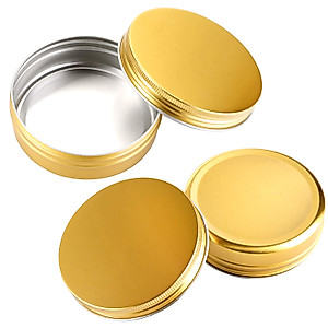 Foraineam 24 Pieces 4 oz Screw Lid Round Tins Aluminum Empty Tins Golden Metal Storage Tin Jars Spice Containers Travel Tin Cans