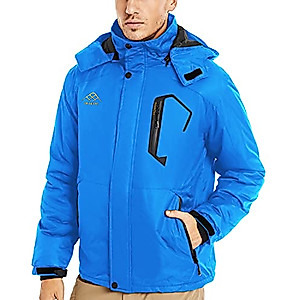 INVACHI Men's Mountain Waterproof Ski Coat Windproof Rain Jacket Winter Warm Hooded Coat