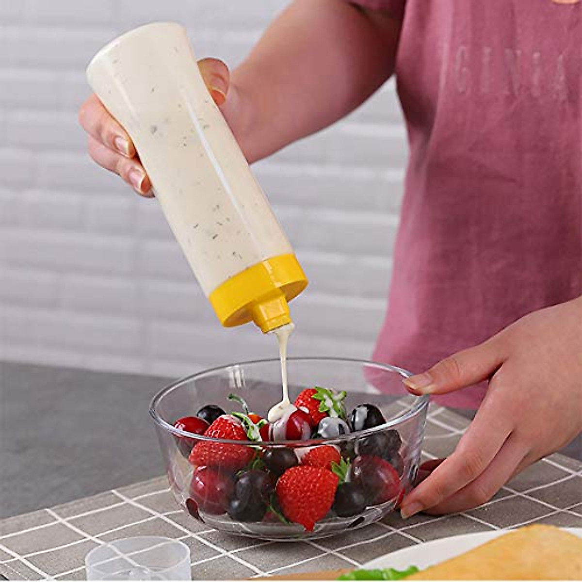 Kakamono 2-pack Porous Squeeze Bottles,Leak Proof Refillable Condiment Container for Kitchen Use,Salad Dressings,top dispensers for ketchup mustard mayo hot sauces olive oil(10 oz)