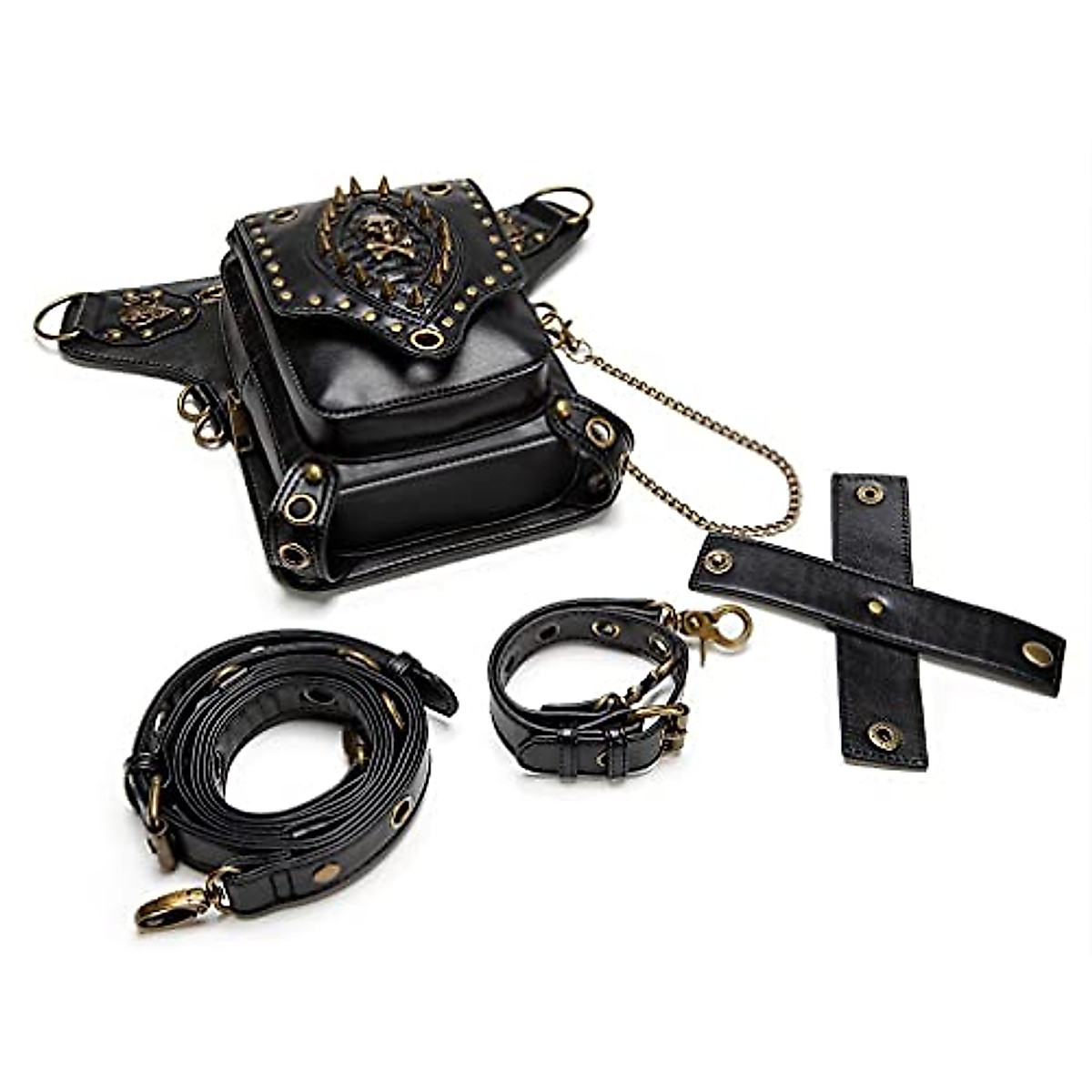 Steampunk Waist Thigh Bag Gothic Victorian Cosplay Backpack Retro Handheld Crossbody Shoulder Bag Vintage Handbags Black