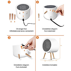 GAIATOP Space Heater, 1000W Energy Efficient Space Heater for Indoor Use, 3 Mode PTC Fast Heating Ceramic Electric Heater, Overheating & 45°Tip-Over Protection Portable Heater for Office Home White