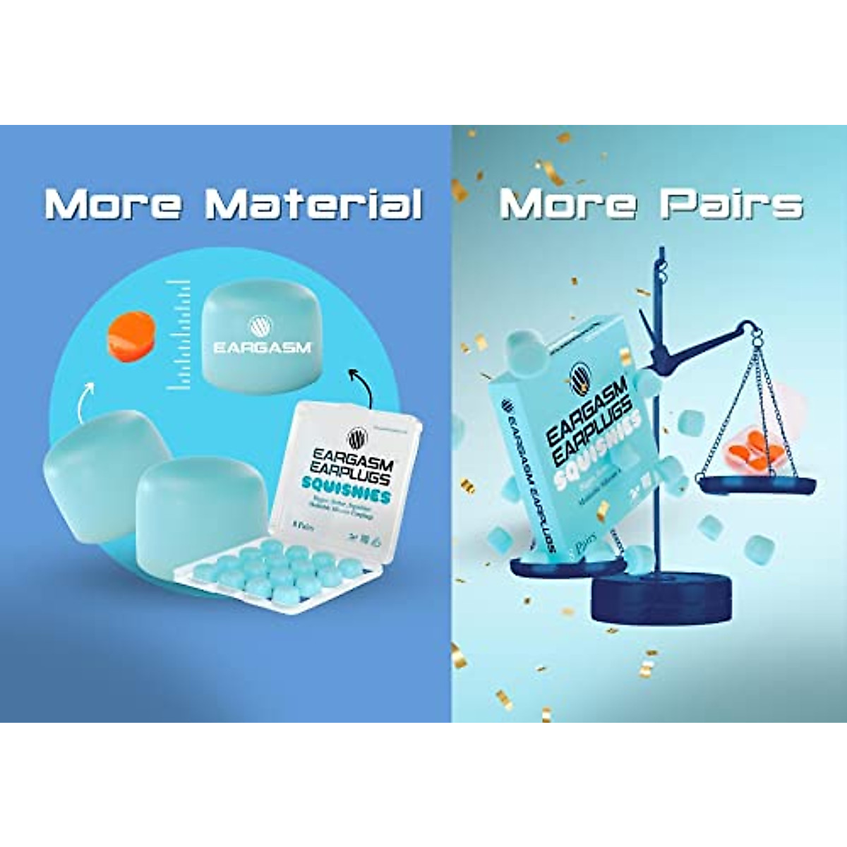 Eargasm Squishies - Moldable Silicone Earplugs for Sleep - Noise Reduction - Noise Cancelling