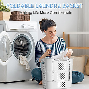 Vicorise 40L(10.7Gallons) Collapsible Laundry Basket,3-Layer Kids Small Laundry Baskets Plastic with Underwear Basket,Baby Foldable Laundry Basket Organizer Dirty Hampers for Bedroom,Bathroom,Grey