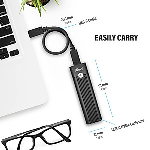 Rosewill USB-C to M.2 NVMe Tool-Free Enclosure Adapter, 10Gbps USB-C 3.1 Gen 2, Thunderbolt 3 Compatible, Supports M.2 NVMe SSDs 2230, includes USB-C and USB 3.0 Cables - RHUB-20001