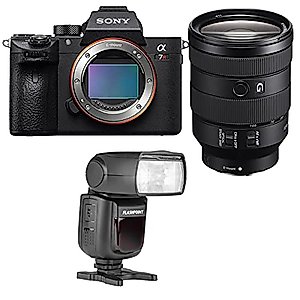 Sony Alpha a7R III Mirrorless Digital Camera (V2) with FE 24-105mm f/4 G OSS Lens Bundle with Flashpoint Zoom Li-ion R2 TTL On-Camera Flash Speedlight