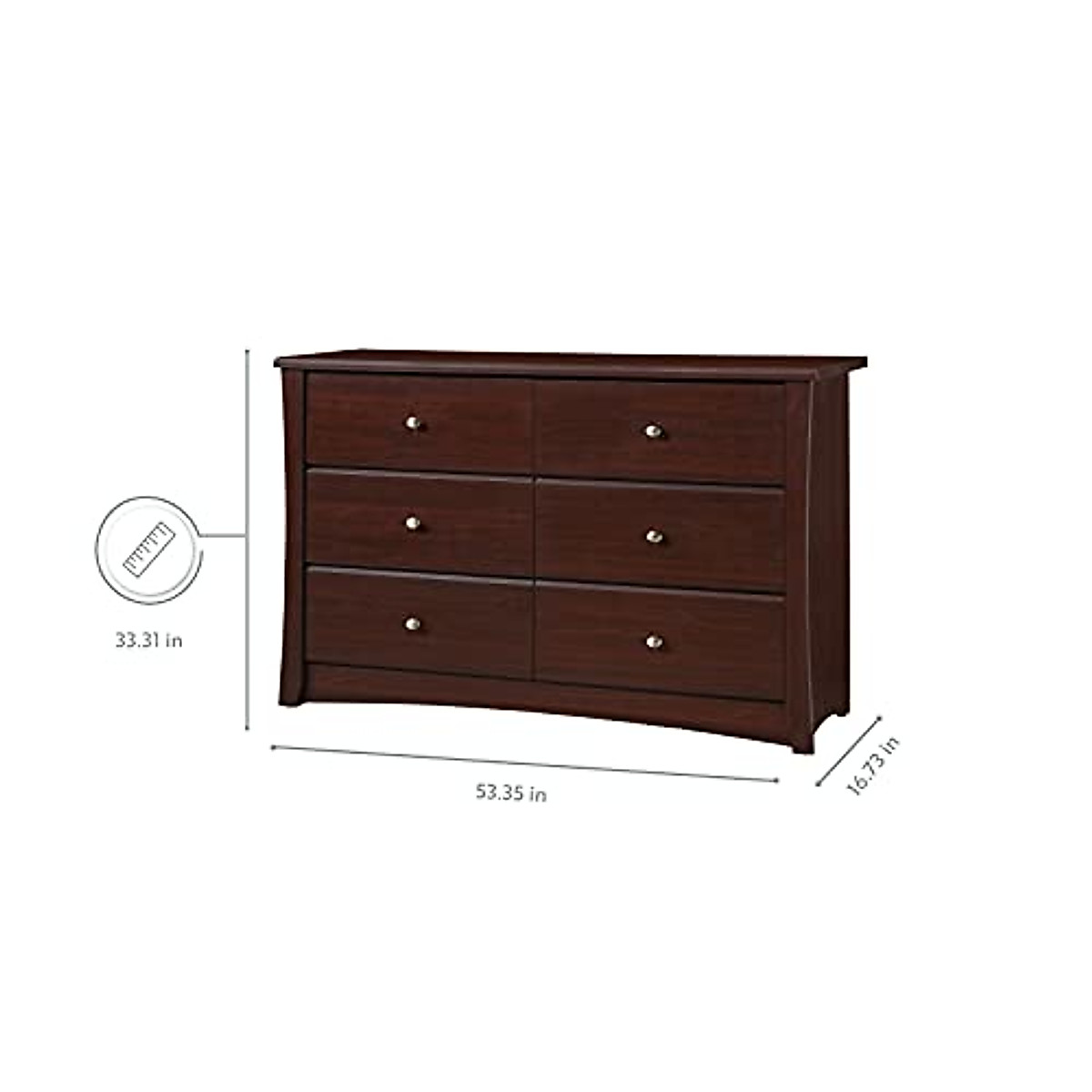 Storkcraft Crescent 6 Drawer Double Dresser (Espresso) – GREENGUARD Gold Certified, Dresser For Nursery, 6 Drawer Dresser, Kids Dresser, Nursery Dresser Drawer Organizer, Chest of Drawers