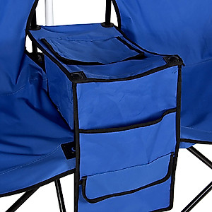 Best Choice Products® Picnic Double Folding Chair w Umbrella Table Cooler Fold Up Beach Camping Chair