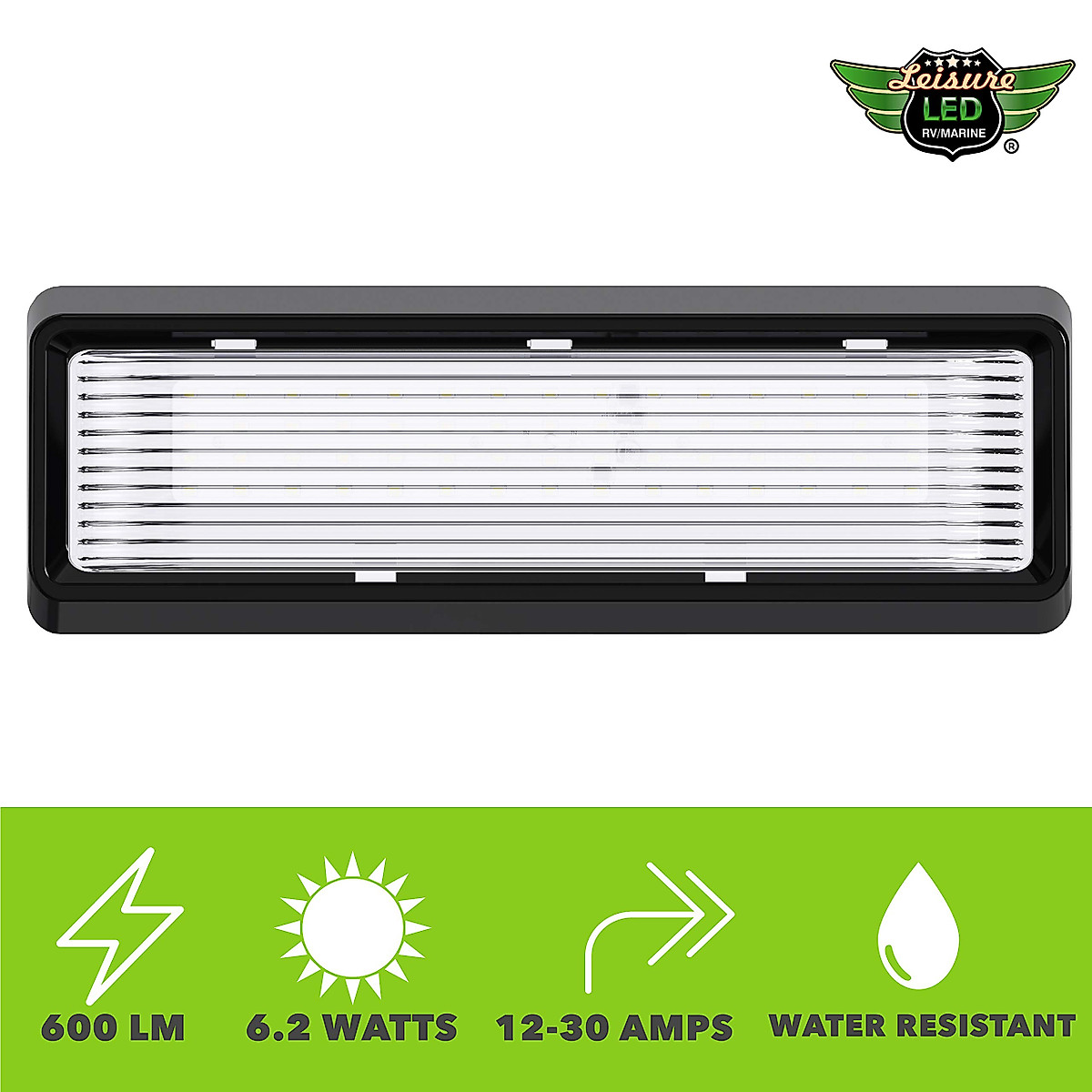 Leisure LED 2X RV Exterior Porch Utility Light XL 12v 650 Lumen Lighting Fixture. Replacement Lighting for RVs, Trailers, Campers, 5th Wheels Black Base Clear Lens (Black, 2-Pack)