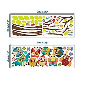 ElecMotive Wall Stickers of Tree Owls Wall Decals for Kids Rooms Nursery Baby Boys & Girls Bedroom