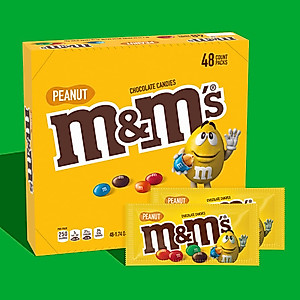 M&M'S Full Size Peanut Milk Chocolate Candy Bulk Pack, 1.74 oz, 48 ct Box