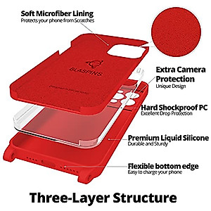 blaspins Crossbody Lanyard Strap Case for iPhone 13 Mini, Neck Cross Body, Adjustable Holder Removable, Drop Protection Shockproof, Hands-Free Silicone Case 5.4 inch, 150 cm Strap, iP13mini - Red