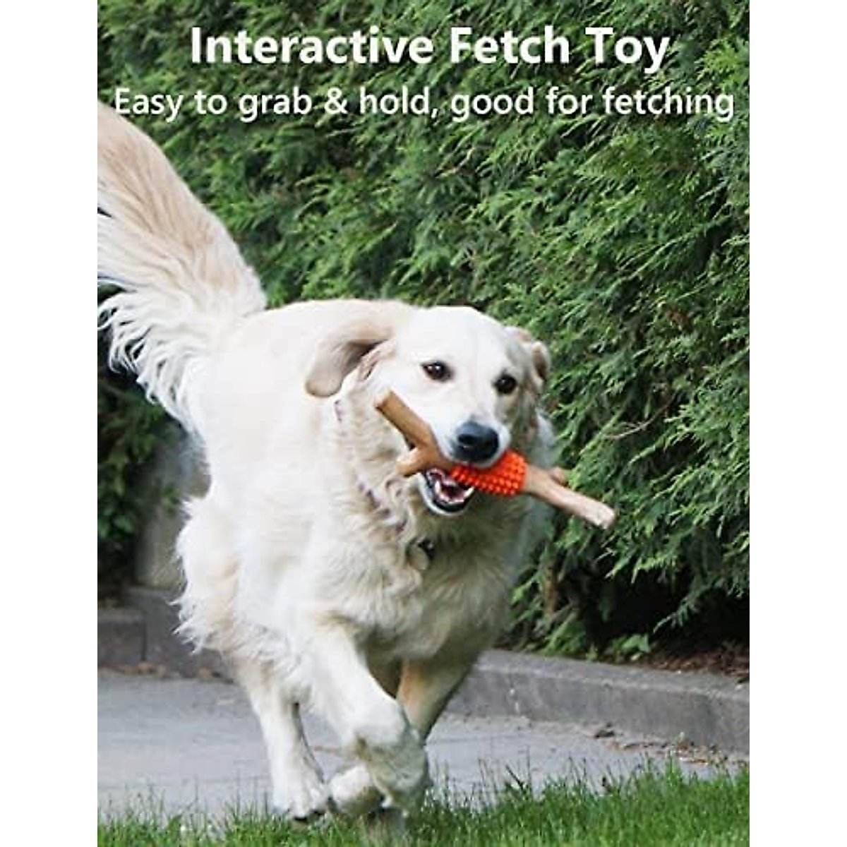 SCHITEC Dog Chew Toy for Aggressive Chewers, Tough Big Nylon & Rubber Teething Stick with Real Bacon Maple Wood Flavor for Large Medium Breed